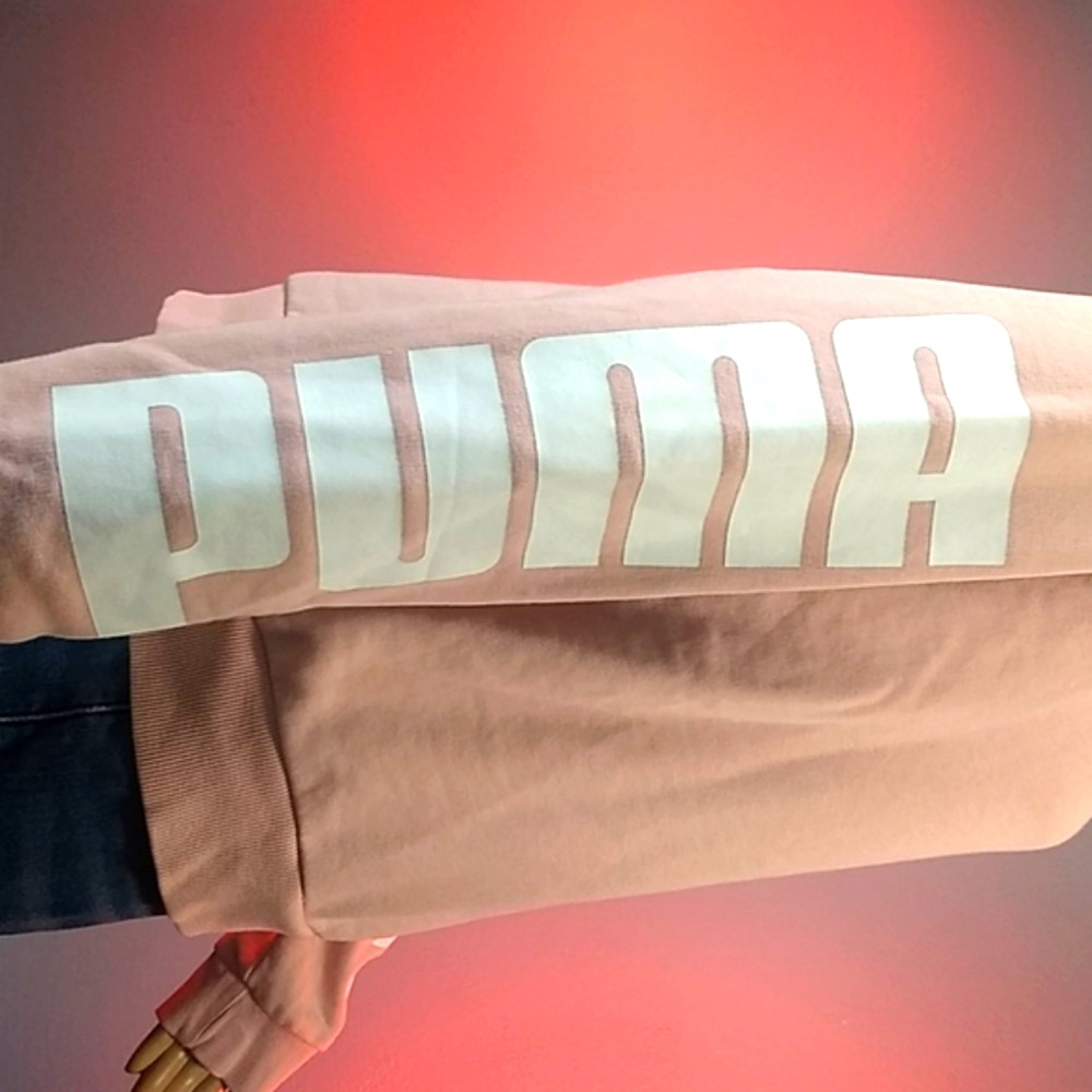 Puma Hoodie Pink With White Puma Logos - Gem